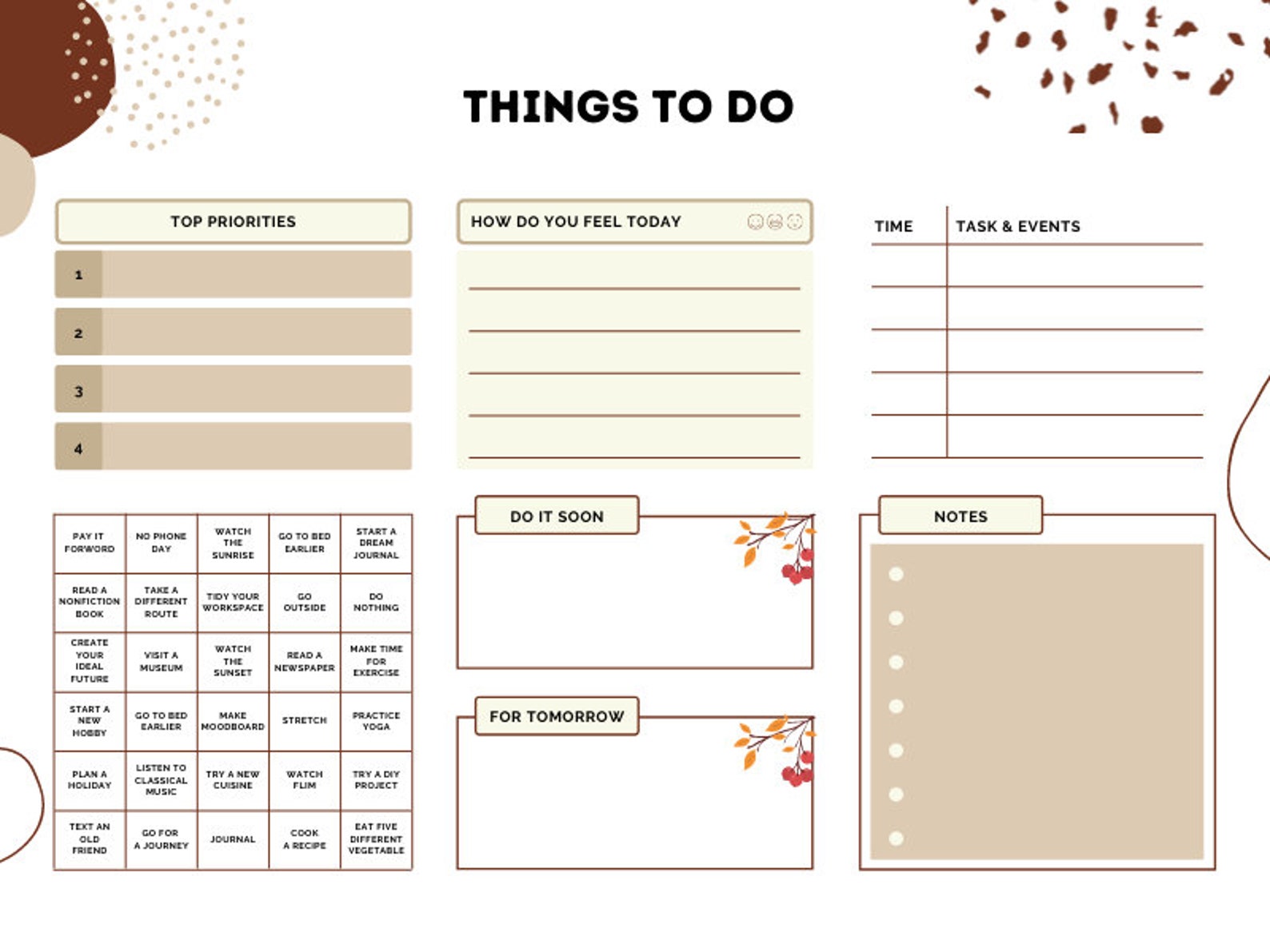 Things to Do Planner - Etsy