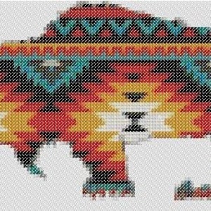 WESTERN BUFFALO, Native Design, Indian, Western, Counted Cross Stitch ...