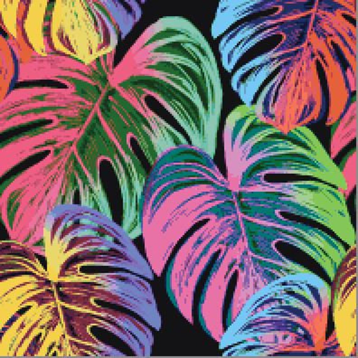 PAINTED MONSTERA Modern Rainbow Colorful Monstera Houseplant Counted ...