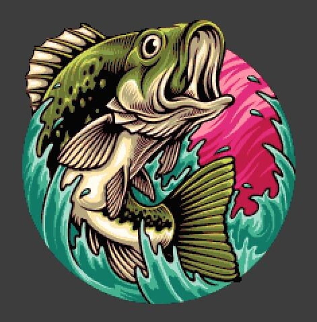 BASS FISH, Large Mouth, Fishing,counted Cross Stitch, Pdf Downloadable ...