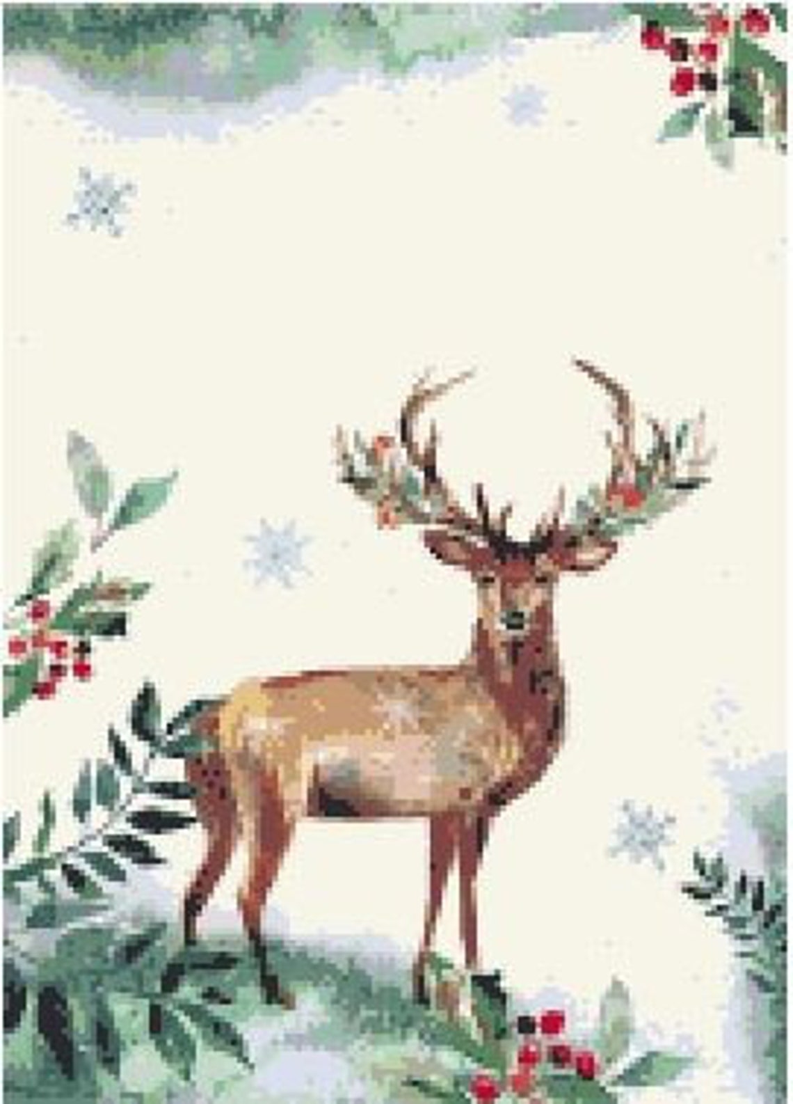 WINTER ANIMALS 4 Patterns in 1! Elk, Fox, Cardinal, Winter Forest ...