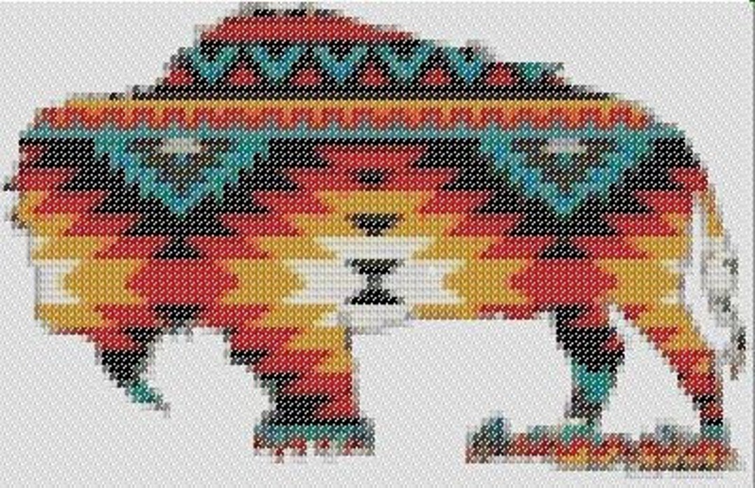 WESTERN BUFFALO, Native Design, Indian, Western, Counted Cross Stitch ...