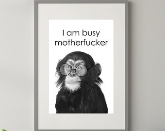 Funny Monkey Poster - Etsy
