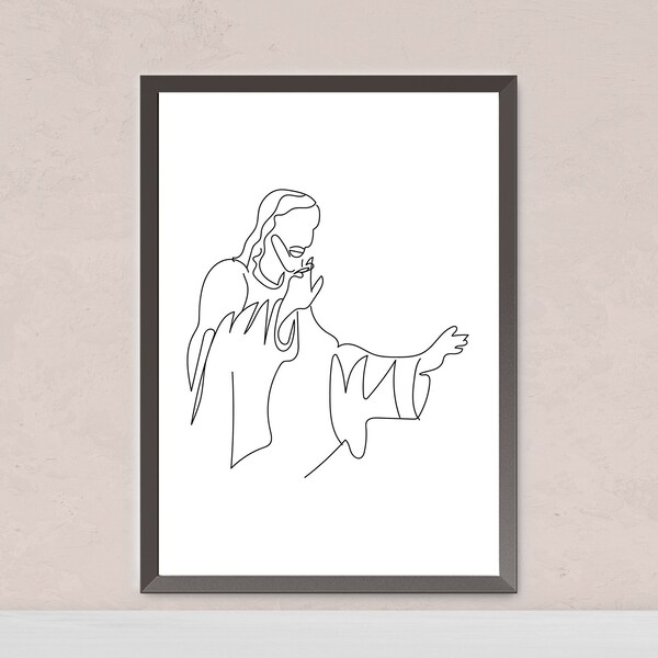 Jesus Line Drawing - Etsy