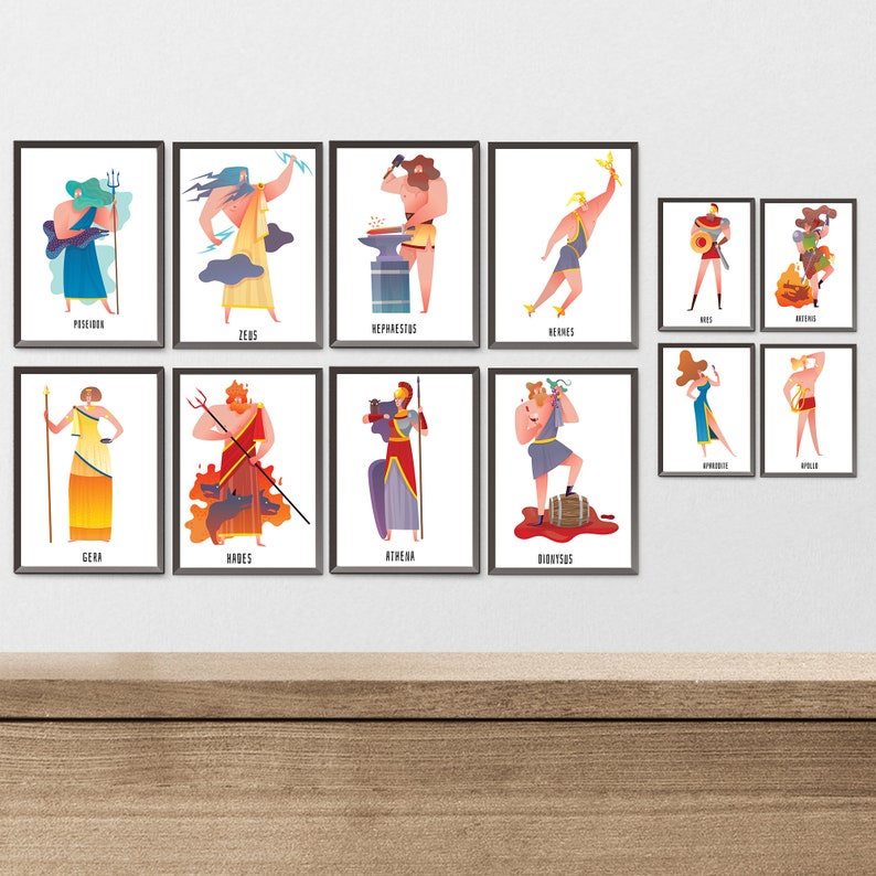 Greek Gods Poster Greek Mythology Art Twelve Olympians Art - Etsy