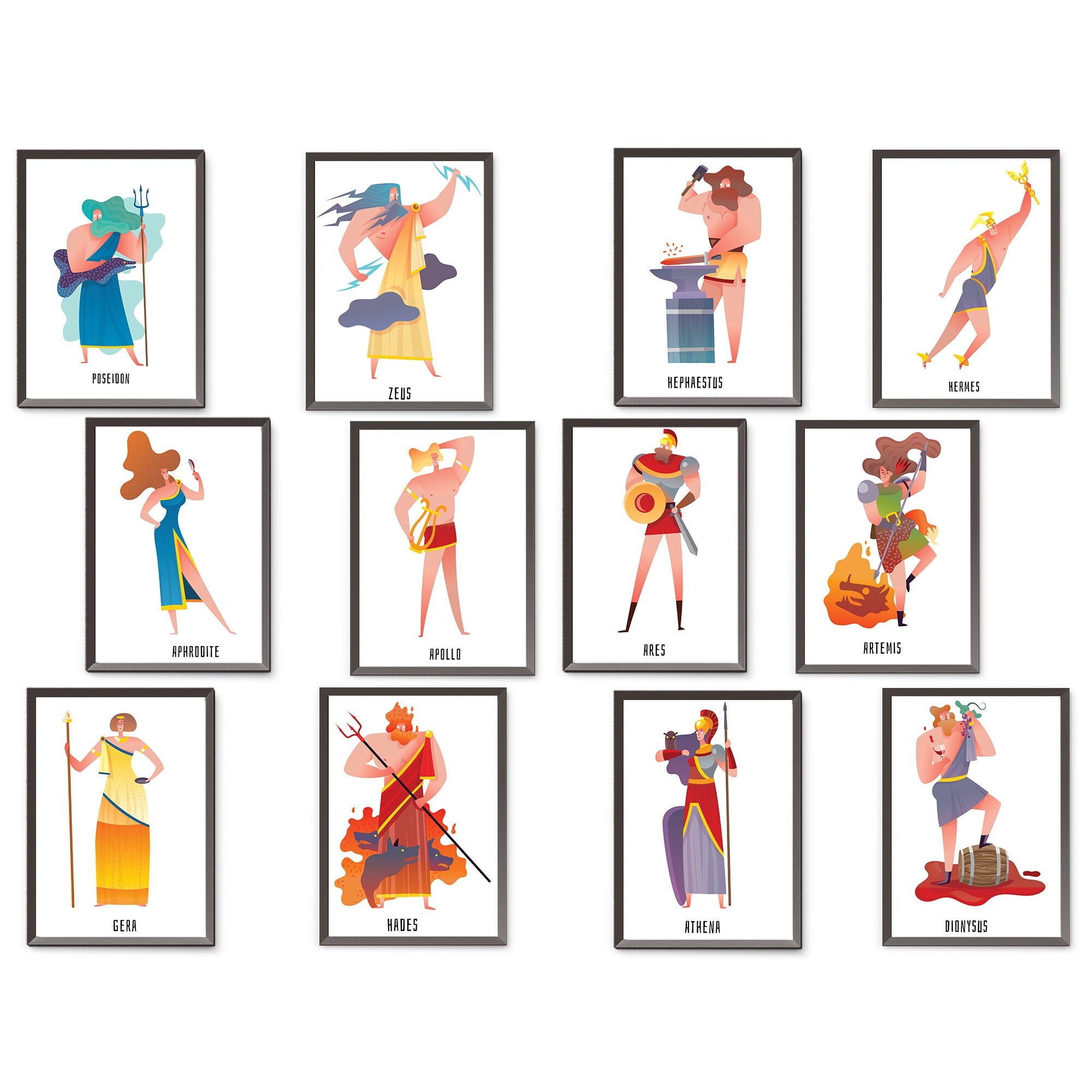 Greek Gods Poster Greek Mythology Art Twelve Olympians Art - Etsy