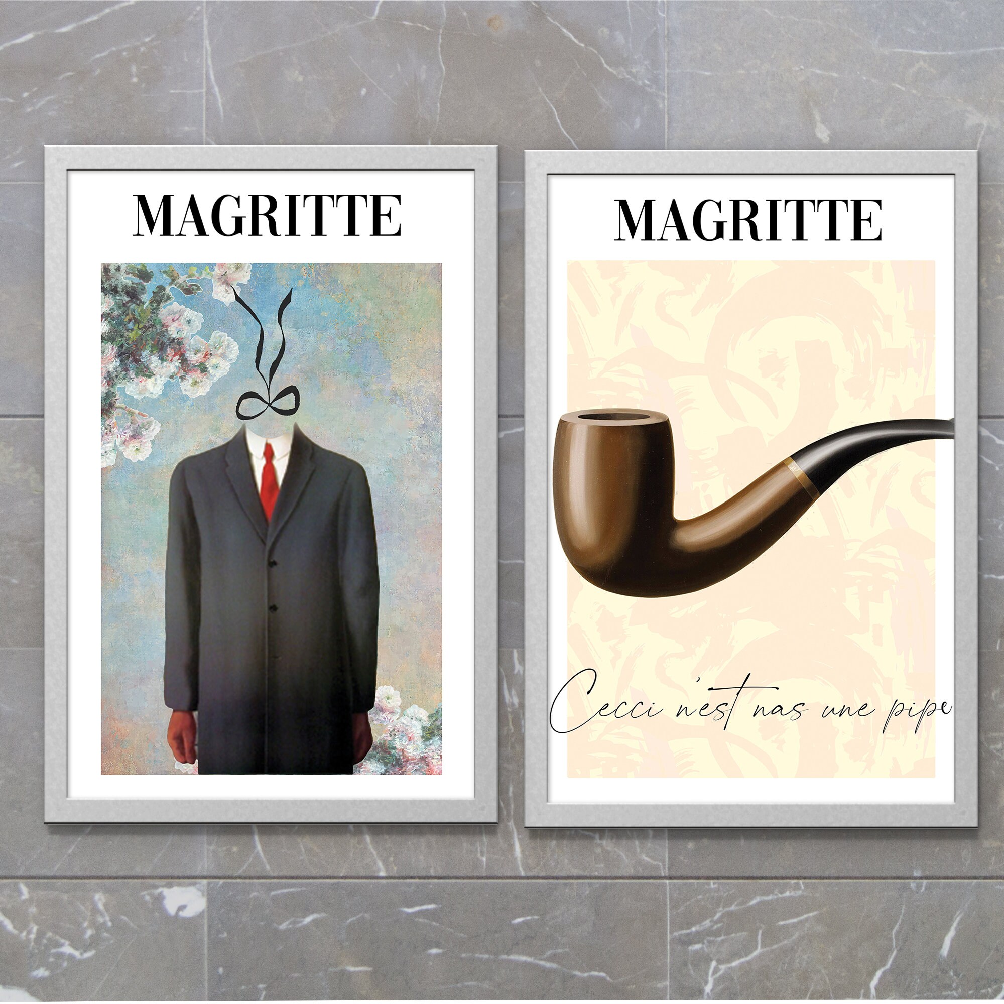 Set of 2 Magritte Prints René Magritte the Son of Man Print - Etsy