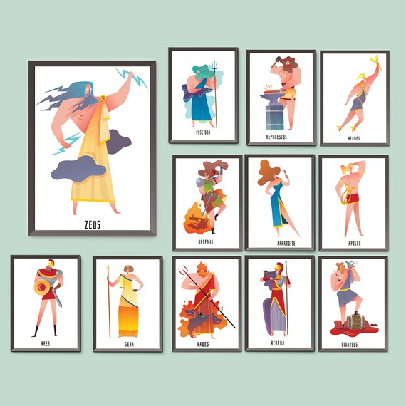 Greek Gods Poster Greek Mythology Art Twelve Olympians Art - Etsy