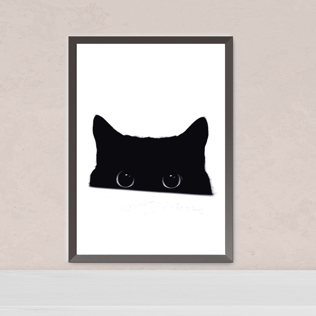 Black Cat Print Cats Wall Art Playful Cat Prints Crazy Cat Art Cat