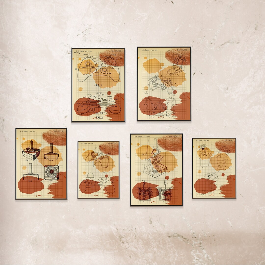 Set of 6 Prints, Vintage Gaming Console, Game Boy Wall Art, Gaming ...