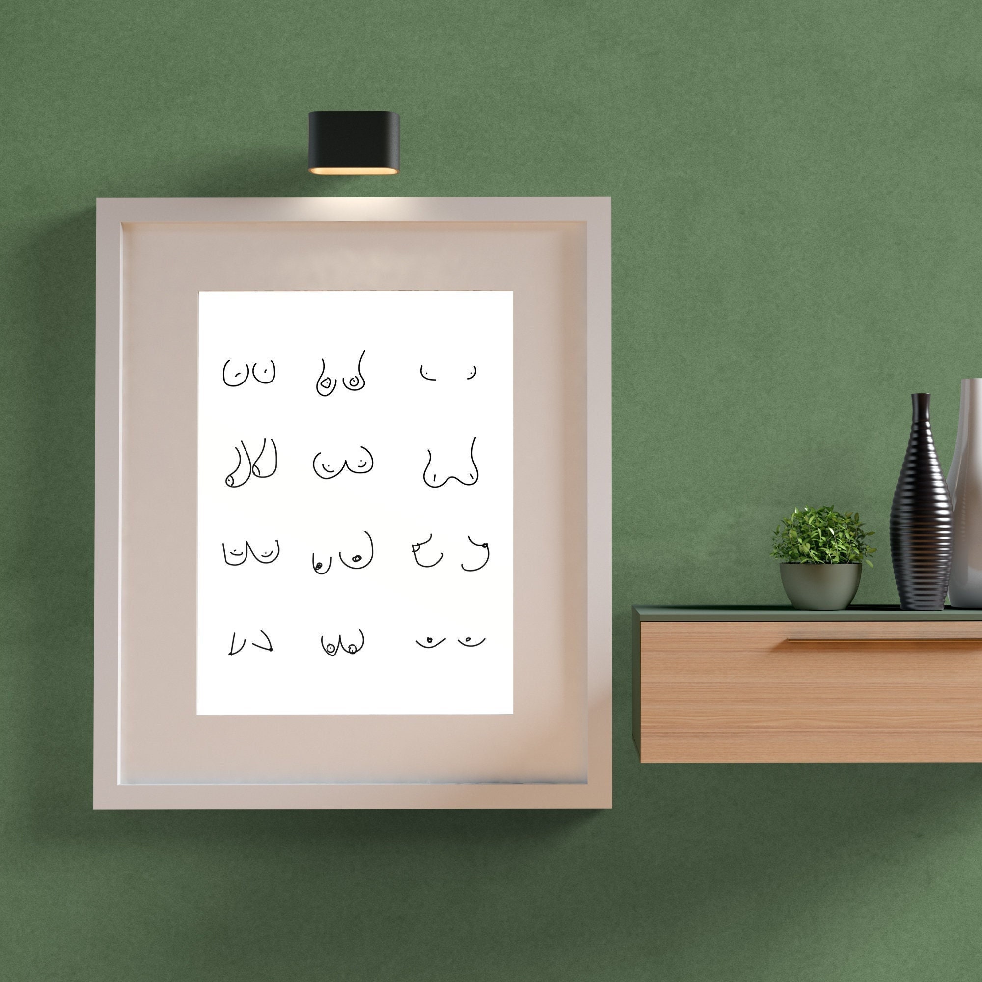 Beautiful Boobs Poster, Differet Boobs Print, Printable Boobs Art, One ...