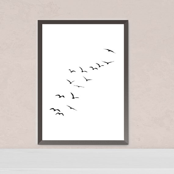 Simple Flying Birds Poster Flying Birds Print Freedom Birds | Etsy