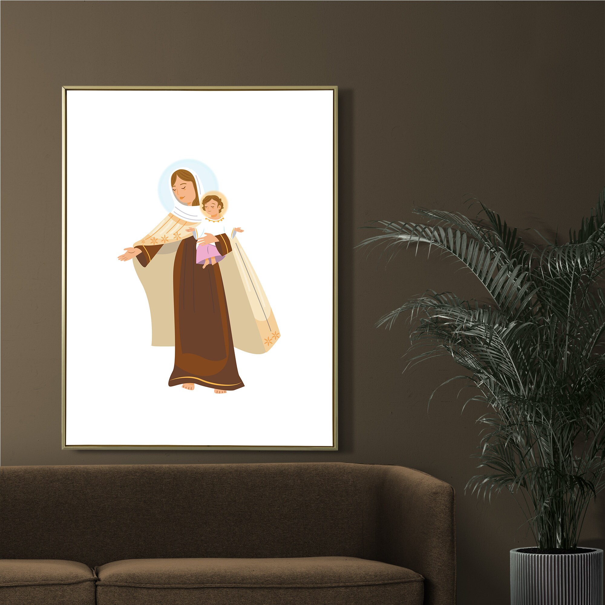 Mother Mary Print Mother Mary and Jesus Poster Minimalist - Etsy