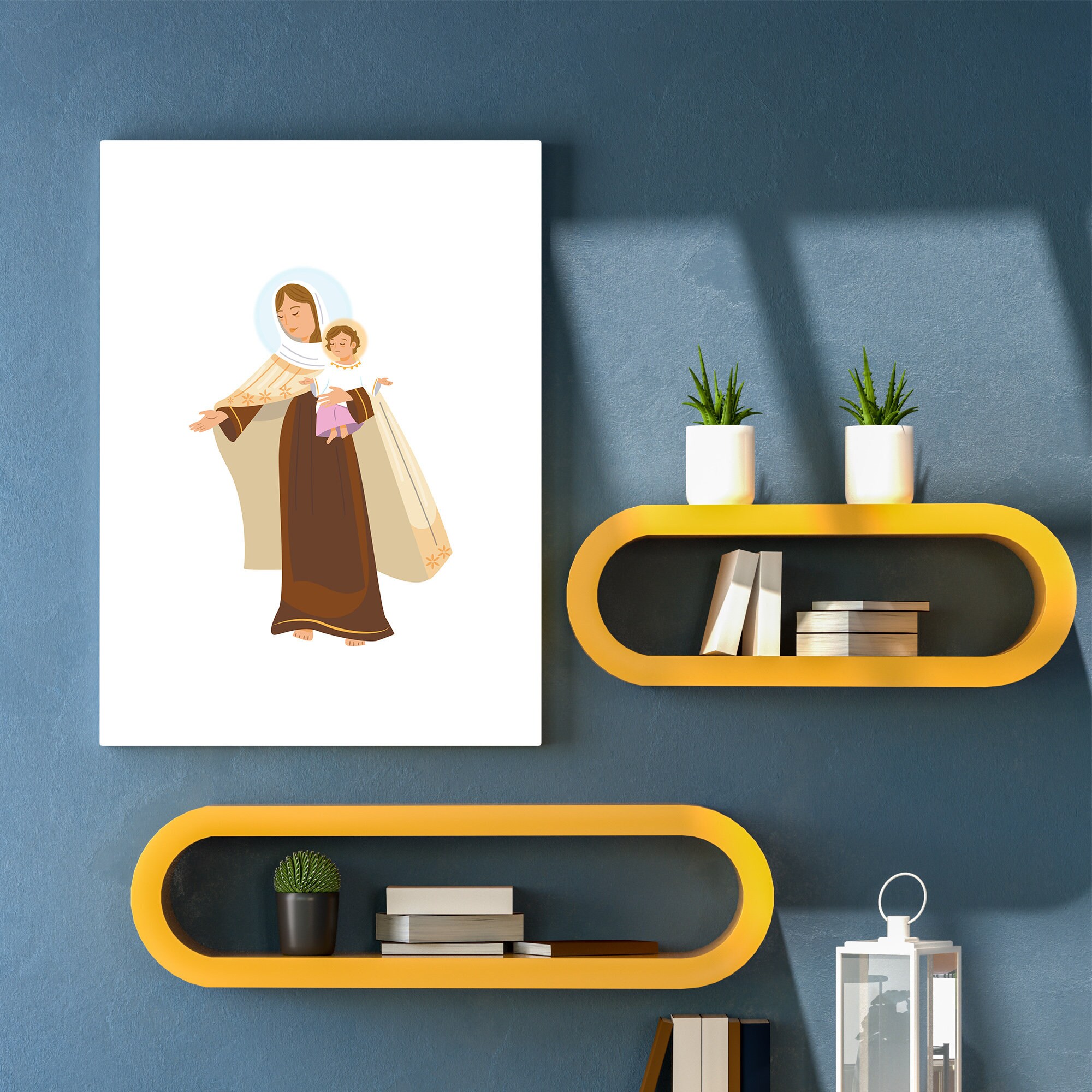 Mother Mary Print Mother Mary and Jesus Poster Minimalist - Etsy