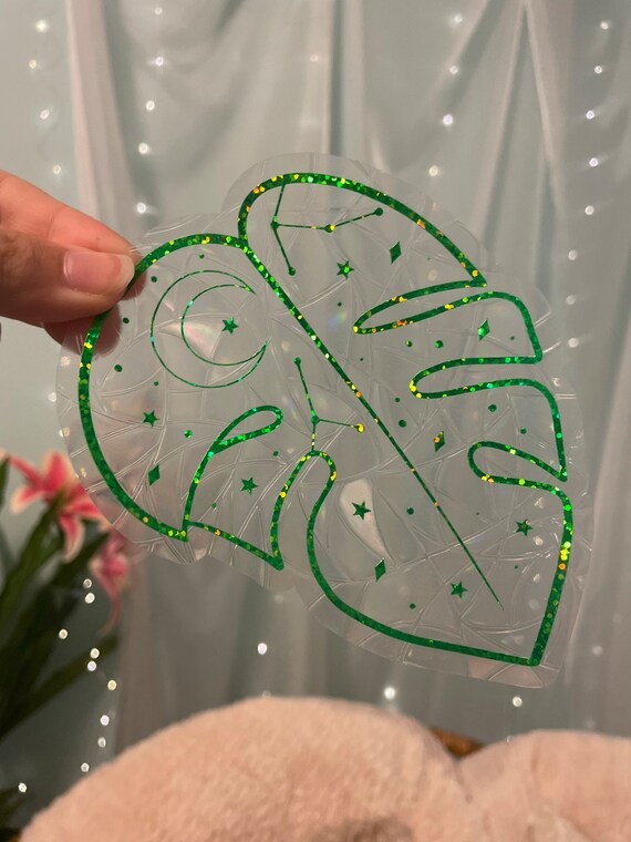 Celestial Monstera Plant Leaf Window Rainbow Suncatcher Decal - Etsy