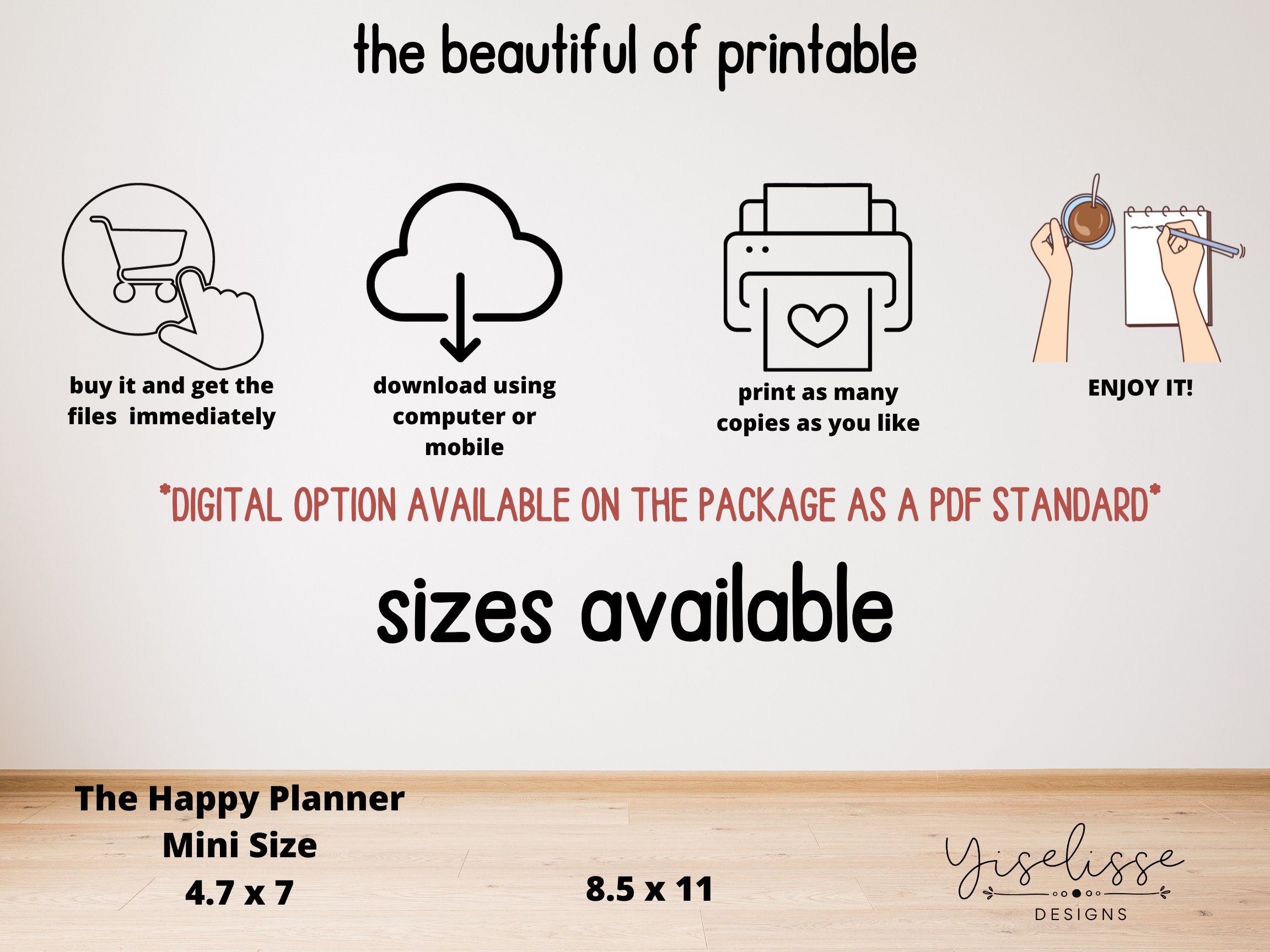 Printable Planner 2024 Undated Digital Mini Happy Planner Size and 8 ...