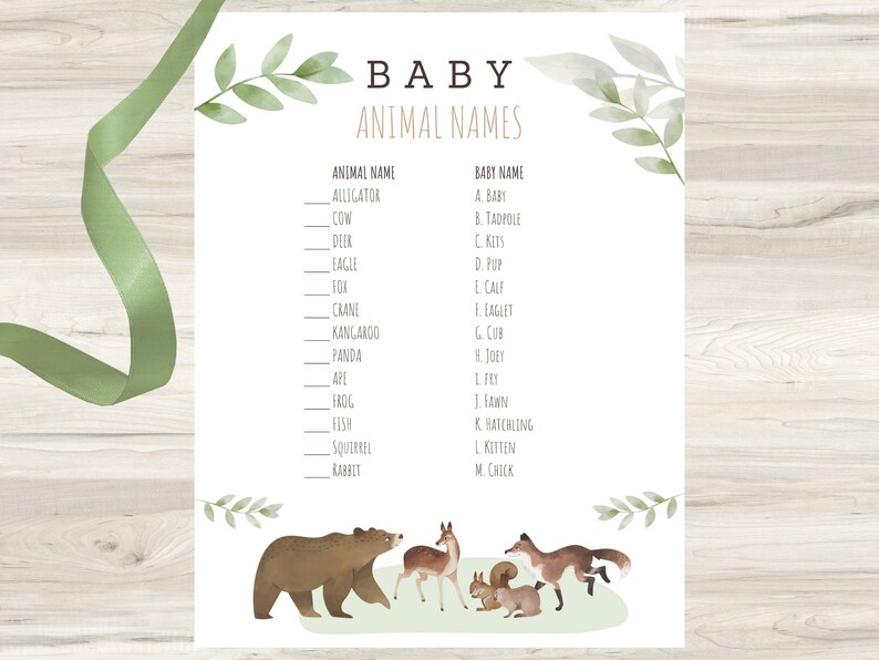 Woodland Baby Shower Games Bundle Animal Baby Shower Games 5 Games ...