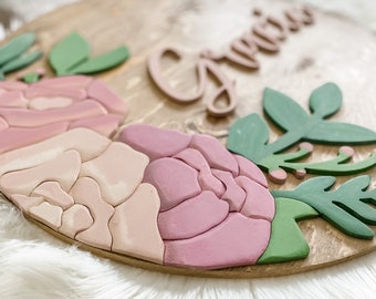 Peony Name Sign - Etsy