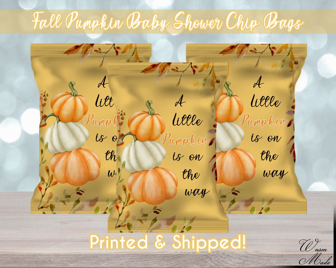 Baby Shower Chip Bags, Pumpkin Baby Shower Chip Bags, Custom Chip Bags ...