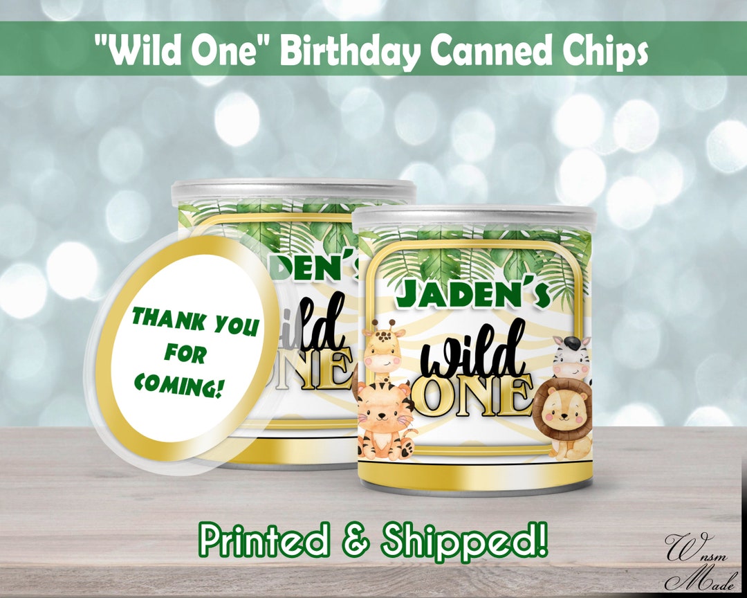 Safari Jungle Wild One Canned Chips, 1st Birthday Wild One Party Favors ...