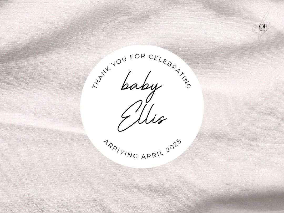 Thank You for Celebrating Baby Cursive Labels, Round White Matte ...