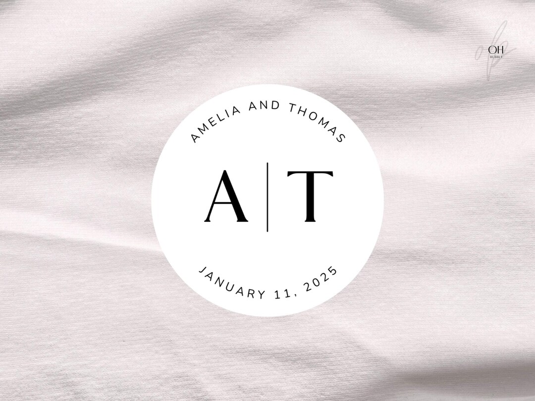 Wedding Couple Name Modern Labels, Round White Matte Stickers, Wedding ...