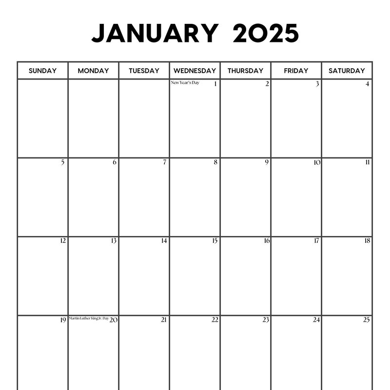 Jan2025 Calendar - Etsy