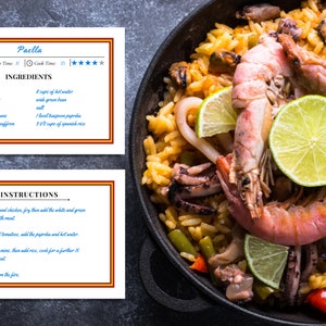 Spain Recipe Card Template, Minimalist Recipe Printable, DIY Recipe ...
