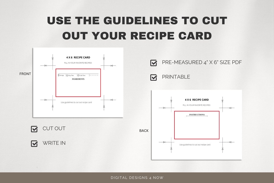 England Recipe Card Template, Minimalist Recipe Printable, DIY Recipe ...