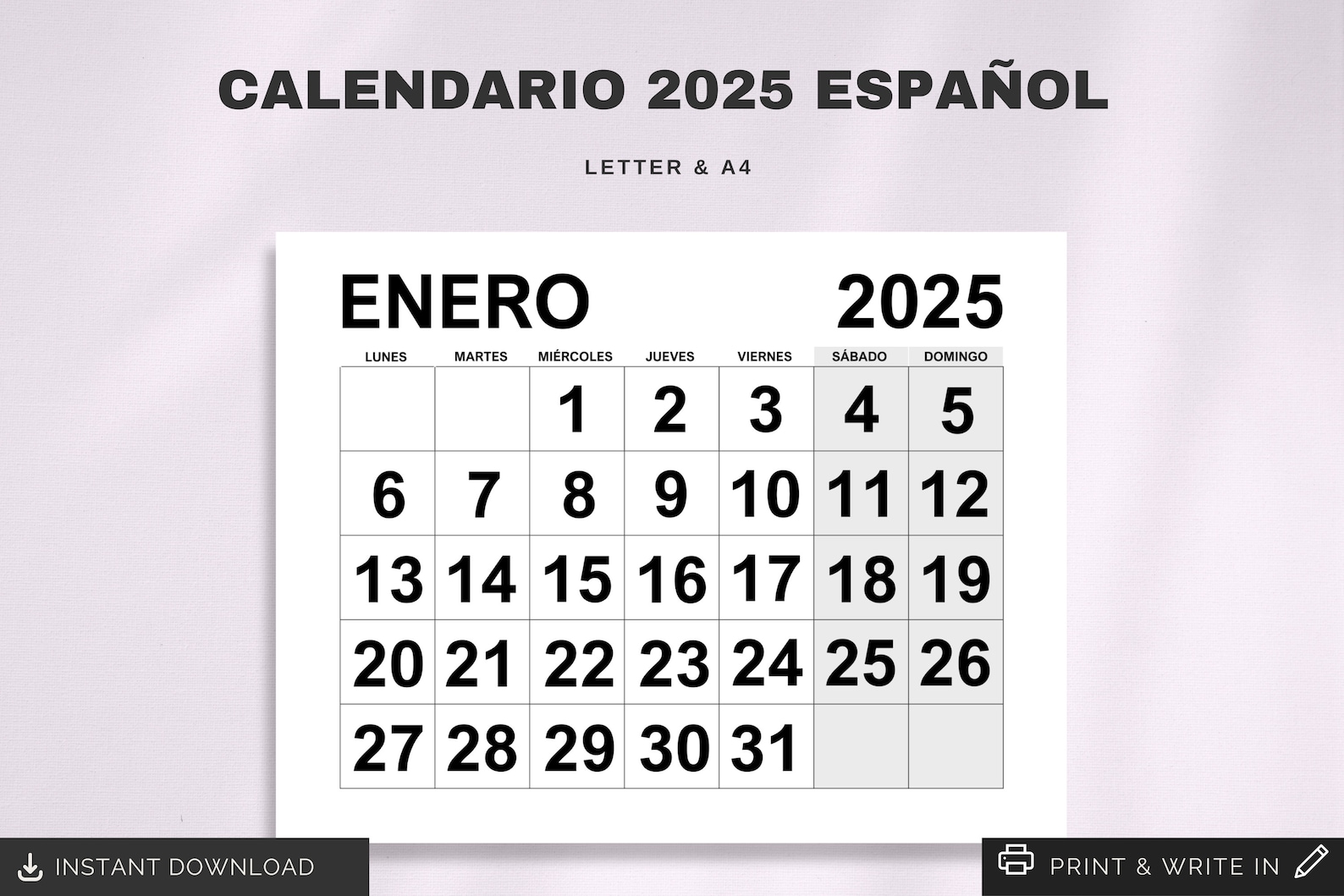 Calendario 2025 En Español | Printable 2025 Spanish Calendar | Inicio ...