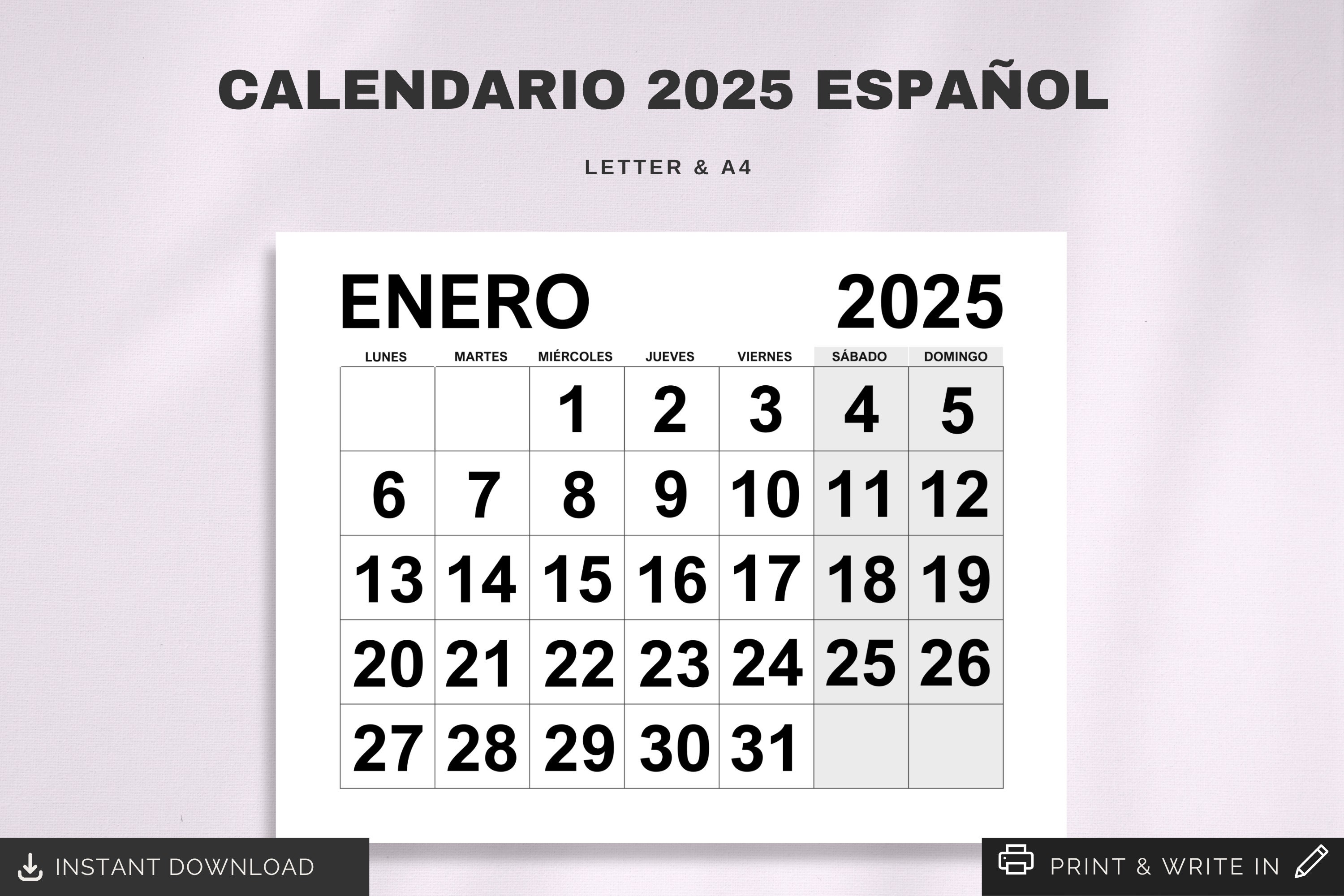 Calendario 2025 En Español | Printable 2025 Spanish Calendar | Inicio ...