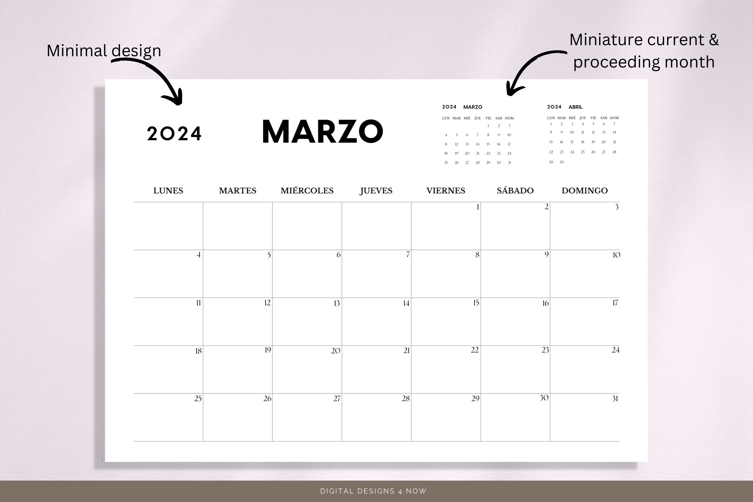 2024 Calendario En Español 2024 Spanish Calendar 2024 Calendario ...