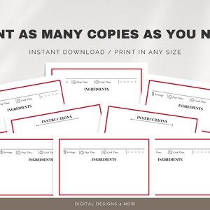 England Recipe Card Template, Minimalist Recipe Printable, DIY Recipe ...