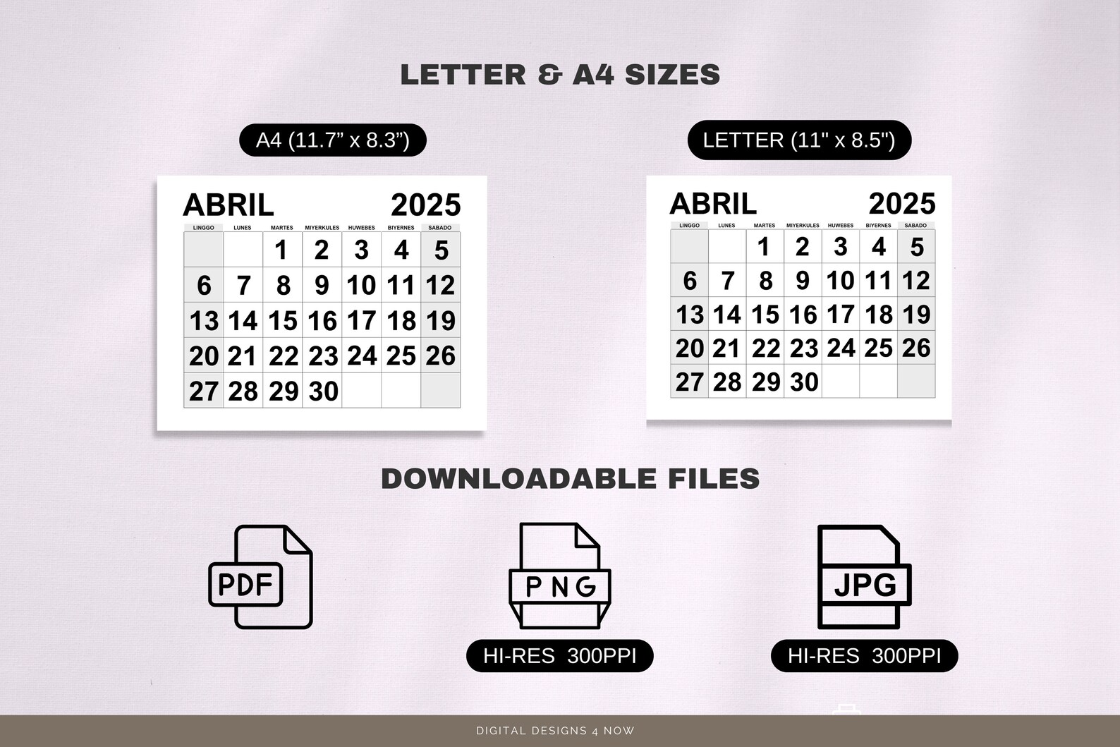 Tagalog 2025 Kalendaryo PDF | Printable 2025 Filipino Calendar | Monday ...