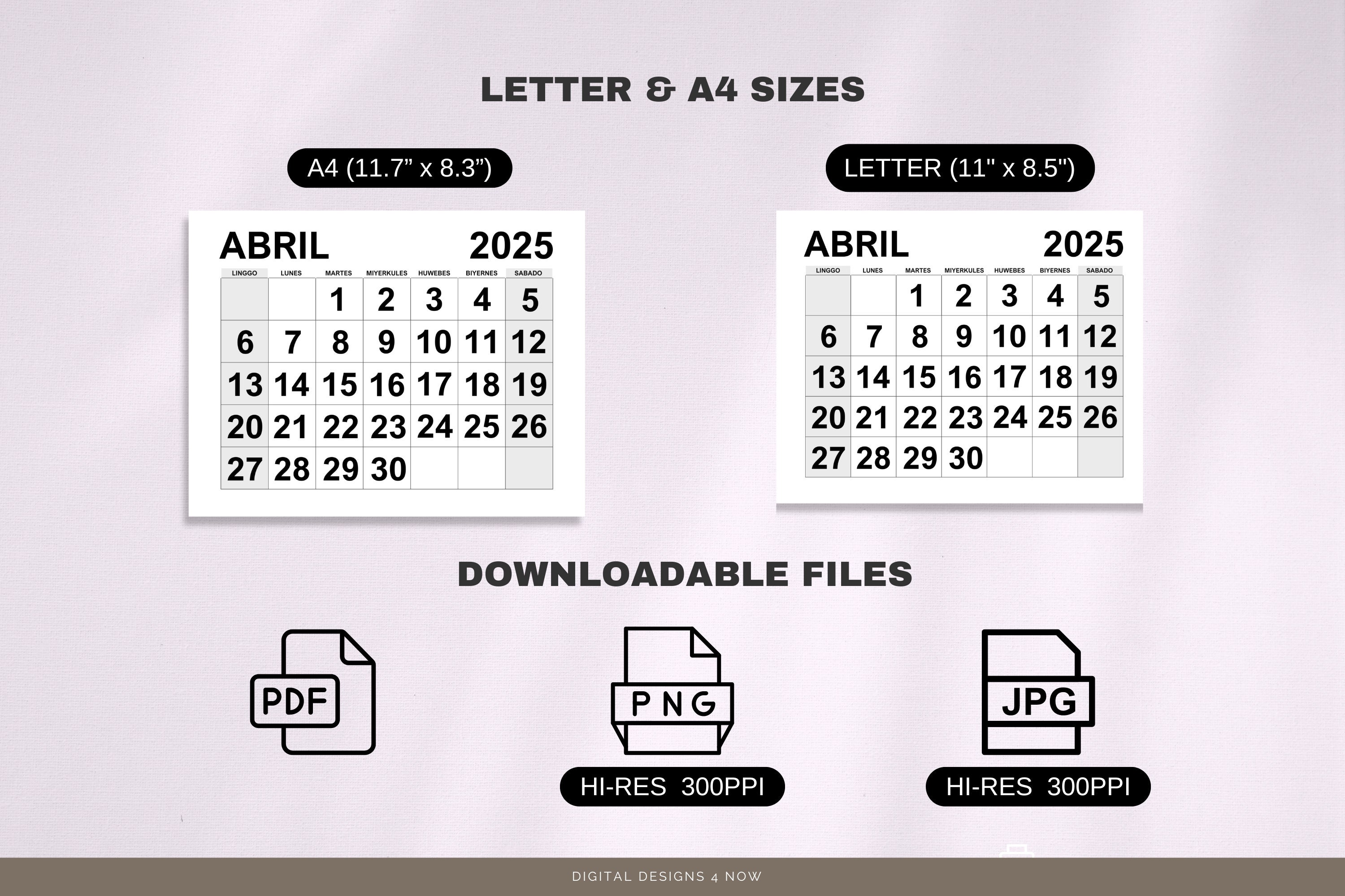 Tagalog 2025 Kalendaryo PDF | Printable 2025 Filipino Calendar | Monday ...