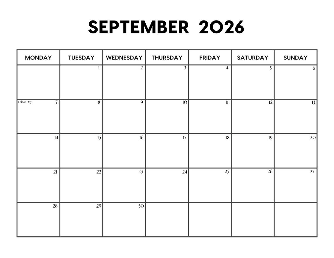 2026 September Calendar With Holidays | September Calendar Printable ...