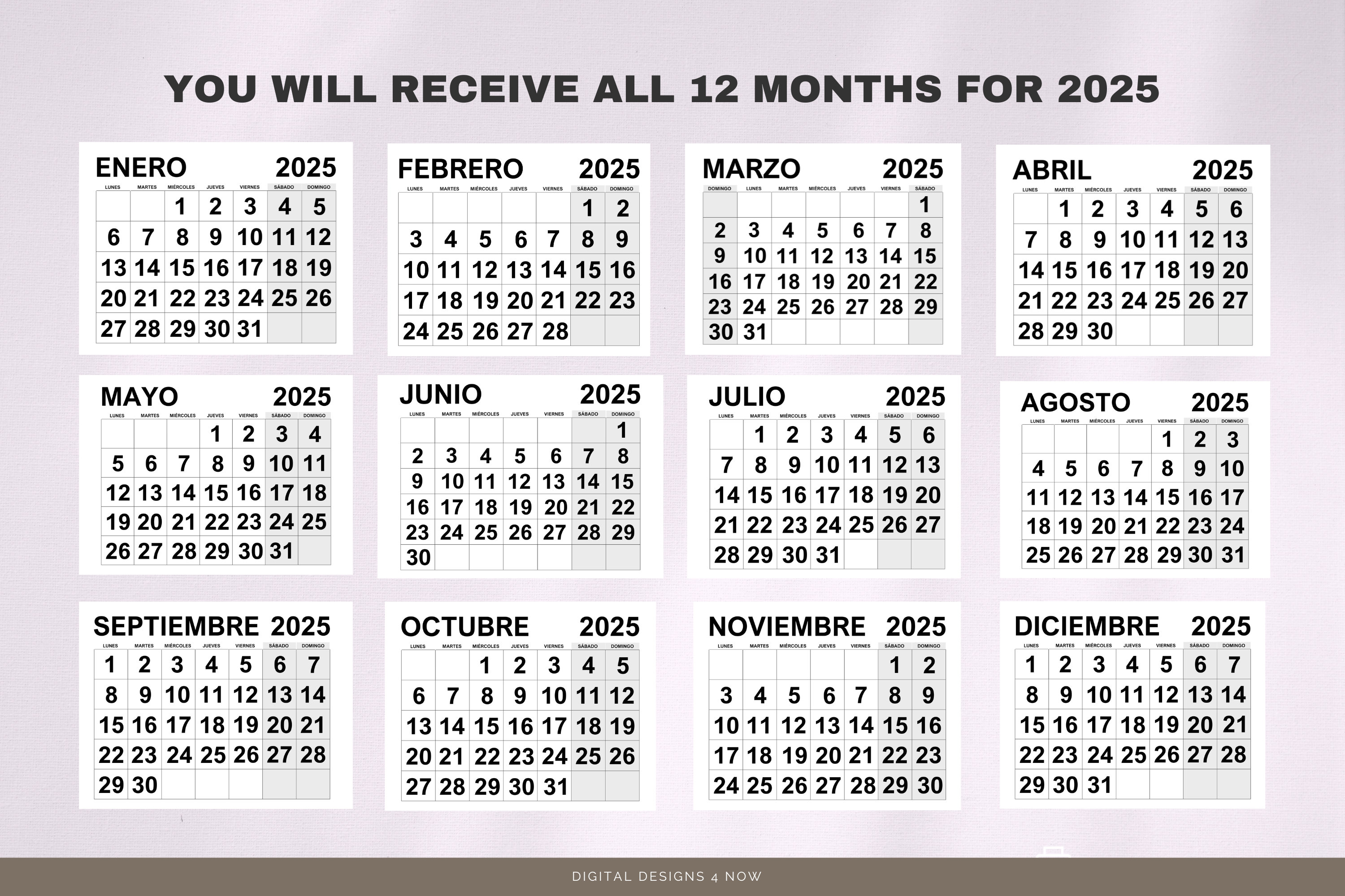 Calendarios 2025 Y 2026 En Español | Printable 2025 & 2026 Spanish ...