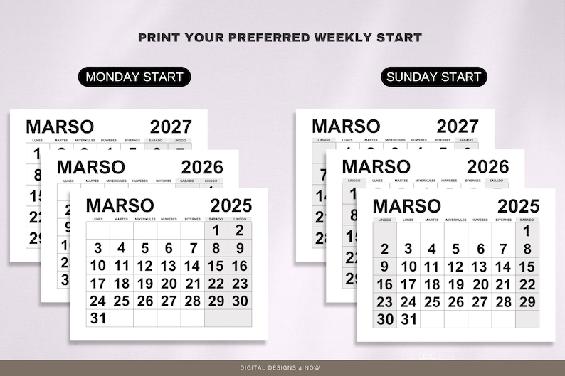 Kalendaryo Ng 2025, 2026, at 2027 Sa Tagalog | Printable 2025, 2026 and ...