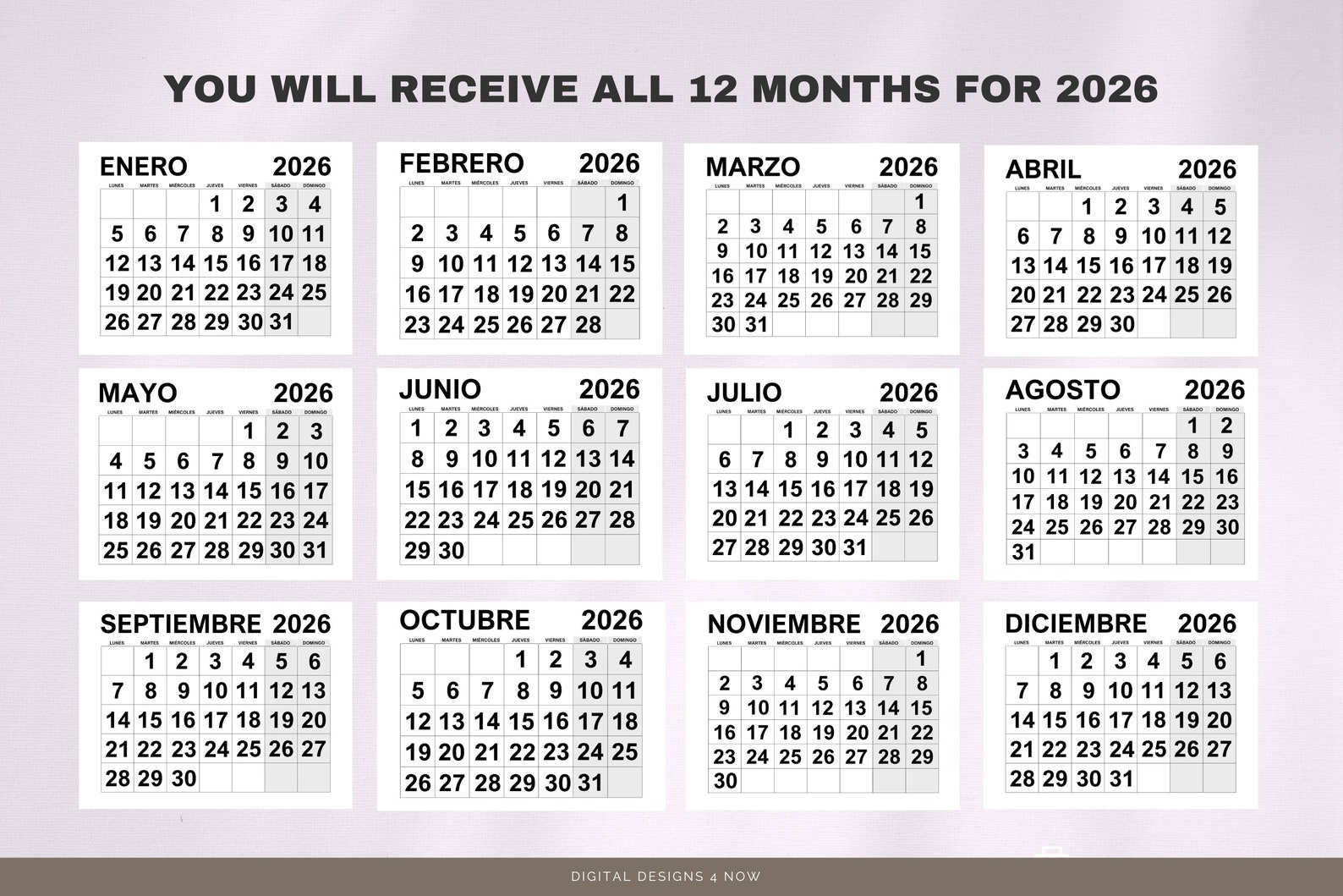 Calendarios 2025, 2026 Y 2027 En Español | Printable 2025, 2026 & 2027 ...