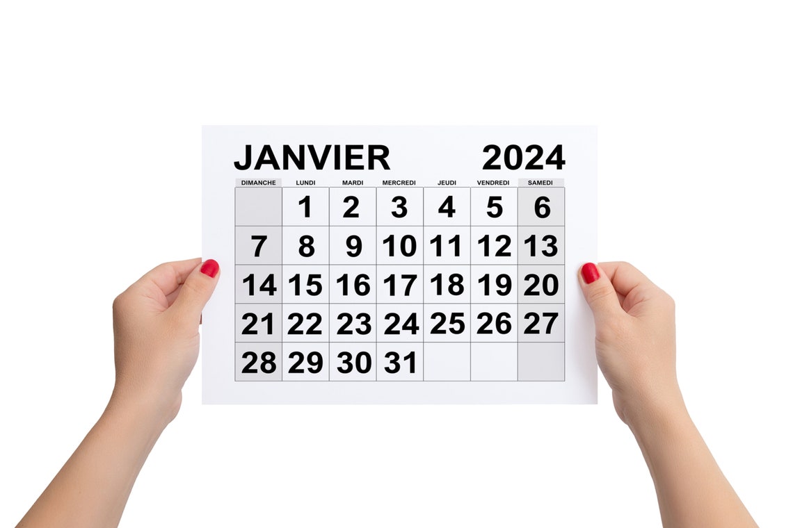 Calendrier Français 2024 Printable 2024 French Calendar Début Lundi Et ...