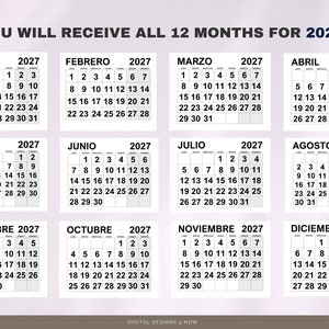 Calendarios 2025, 2026 Y 2027 En Español | Printable 2025, 2026 & 2027 ...