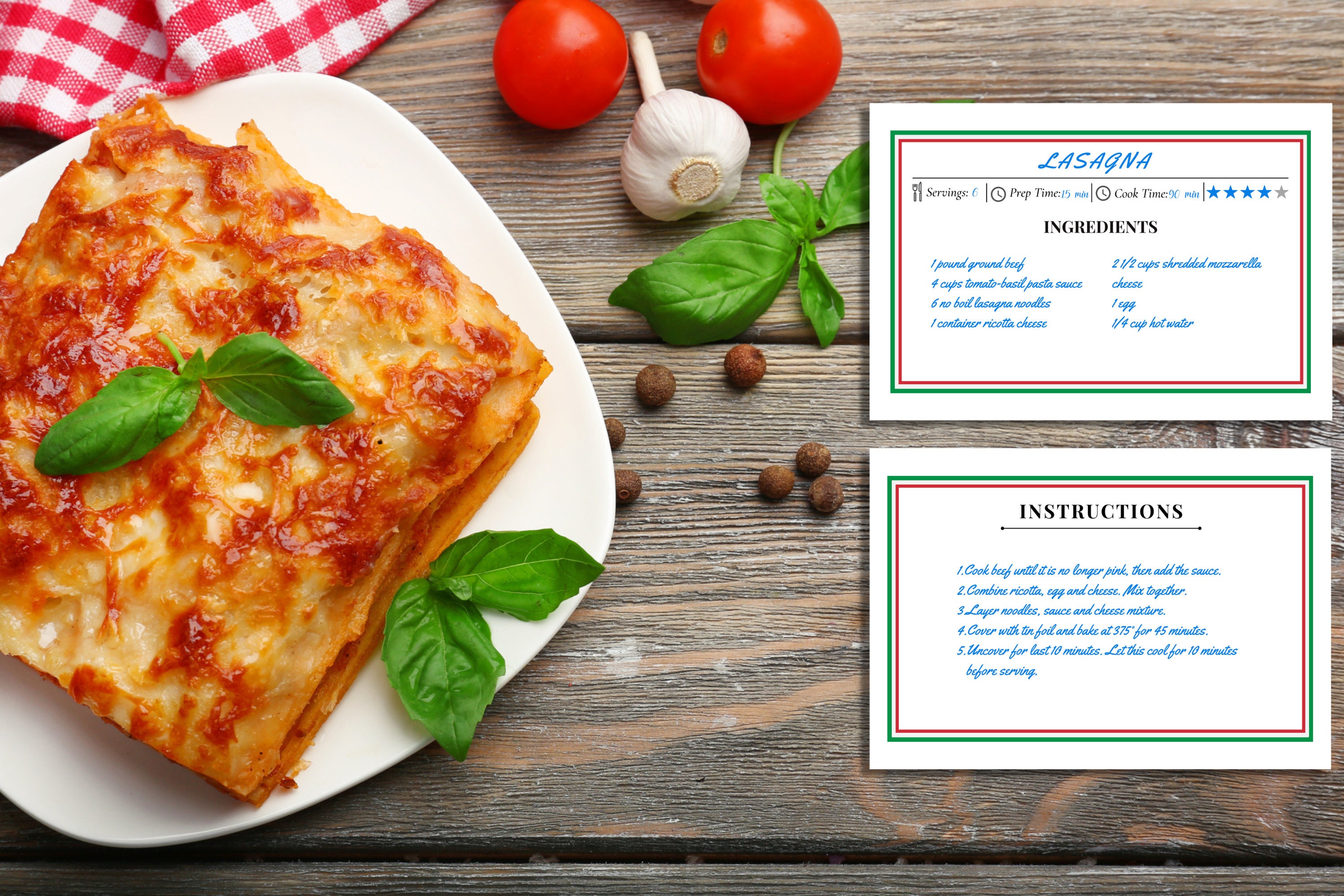 Italy Recipe Card Template, Minimalist Recipe Printable, DIY Recipe ...