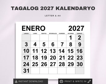 Tagalog 2026 Kalendaryo PDF | Printable 2026 Filipino Calendar | Monday ...