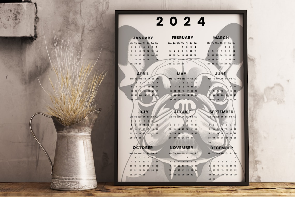 2024 French Bulldog Calendar Dog Calendar for 2024 - Etsy