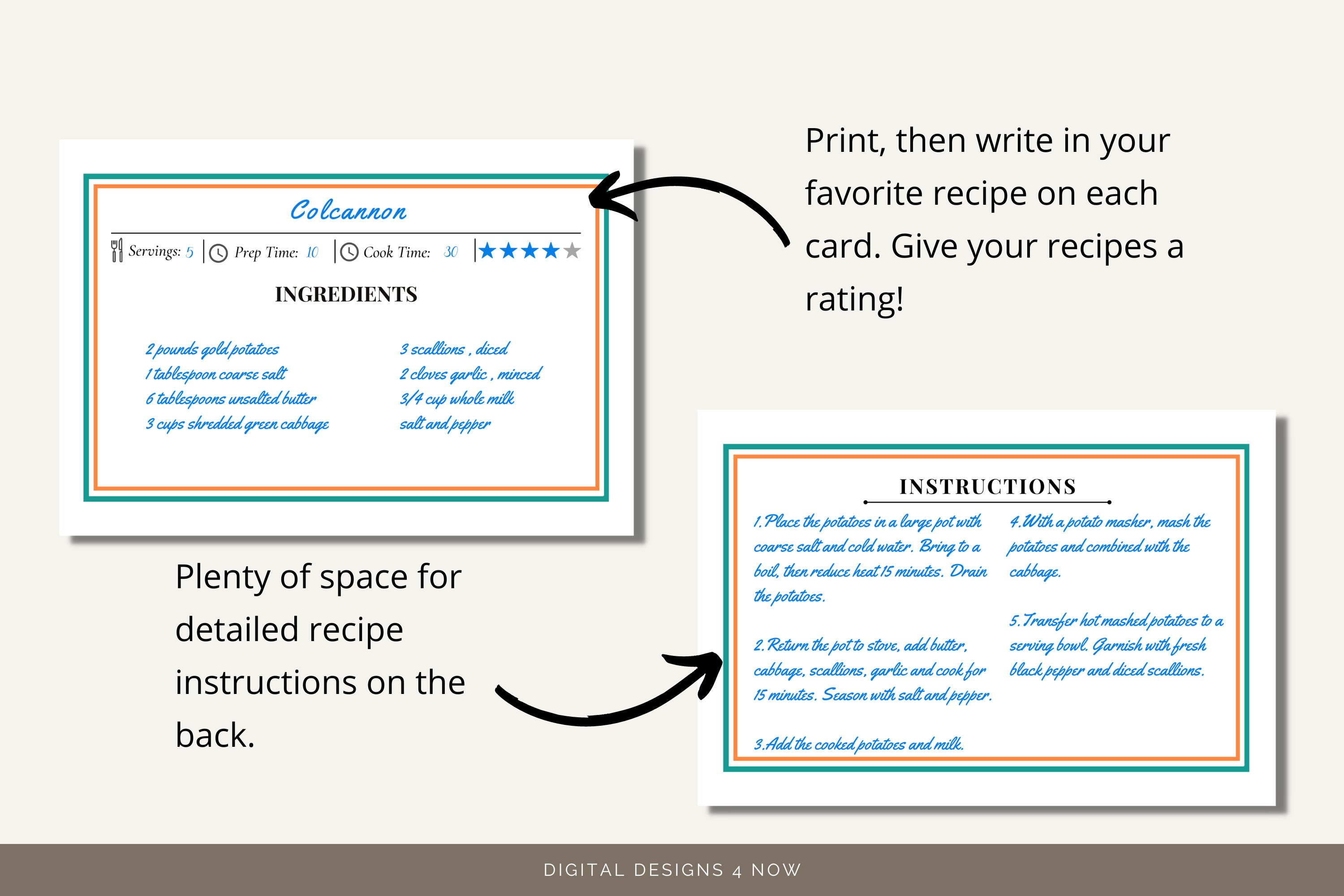 Ireland Recipe Card Template Minimalist Recipe Printable DIY - Etsy