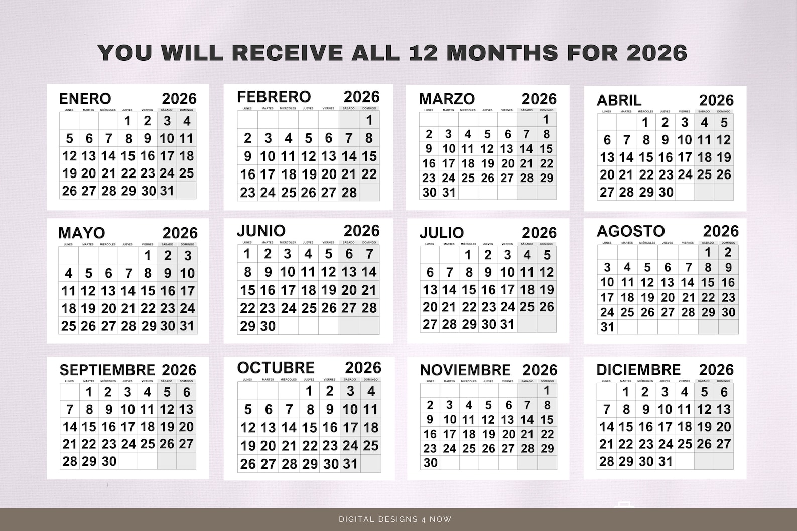 Calendarios 2025 Y 2026 En Español | Printable 2025 & 2026 Spanish ...