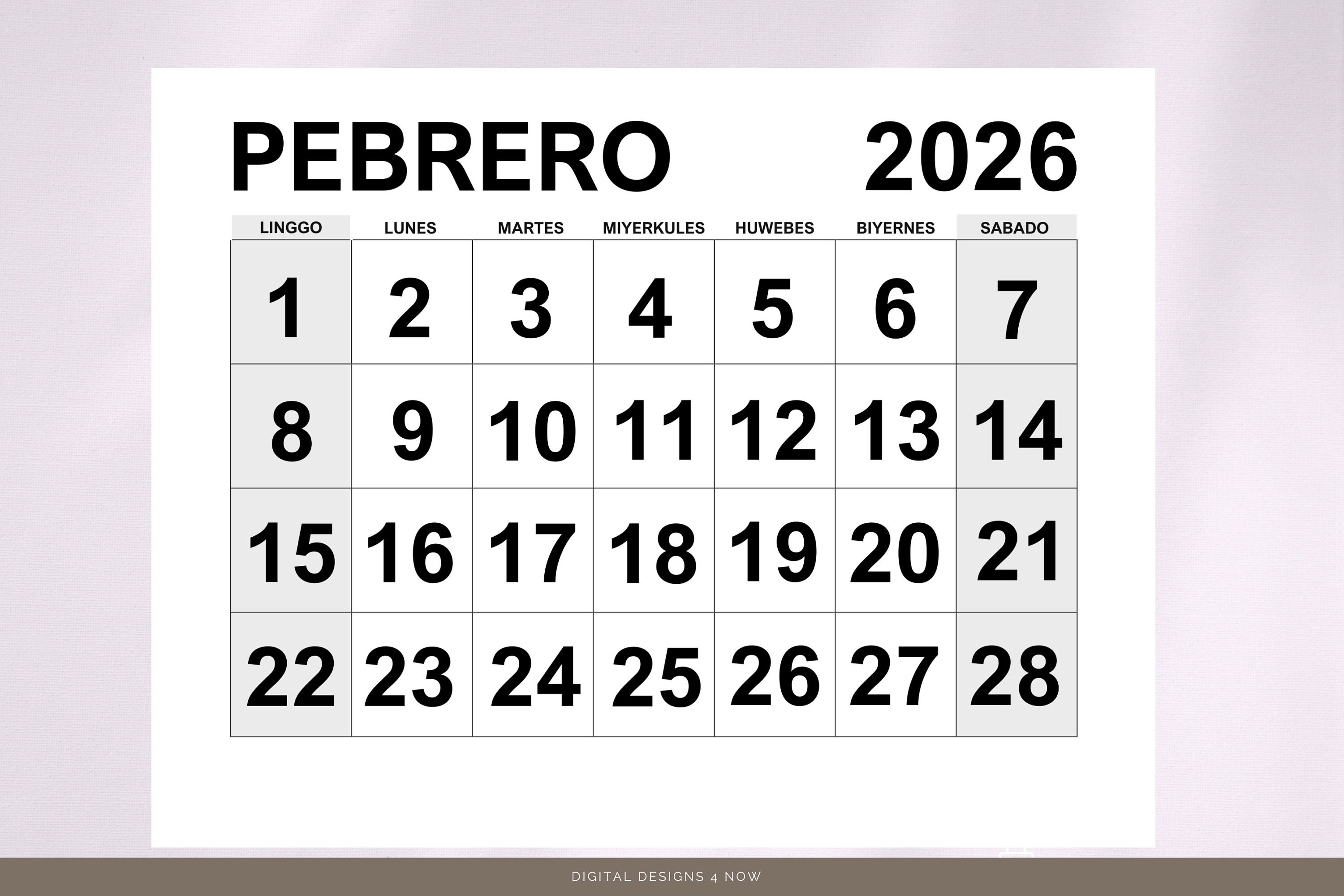 Tagalog 2026 Kalendaryo PDF | Printable 2026 Filipino Calendar | Monday ...