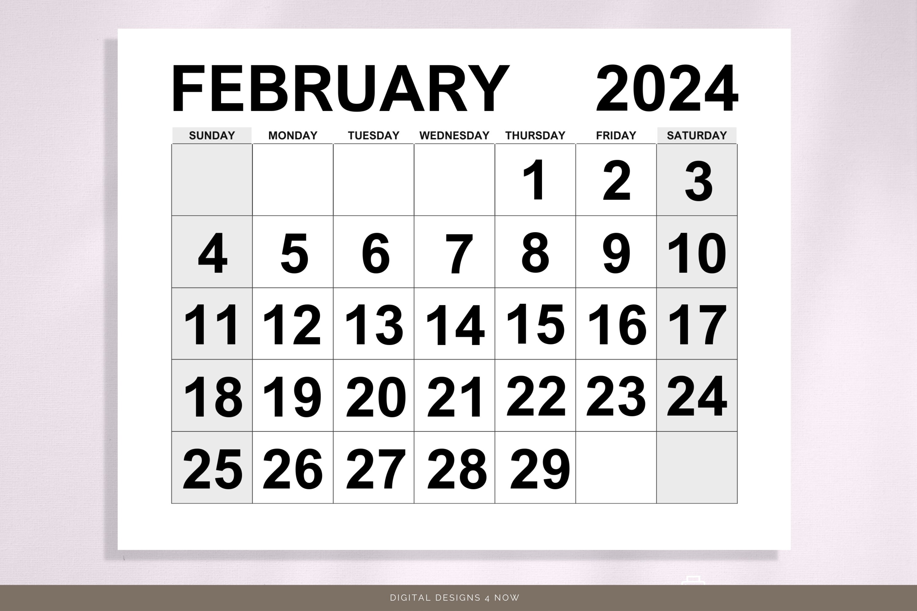 2024 Yearly Wall Calendar Printable Letter & A4 Calendar 12 Month ...