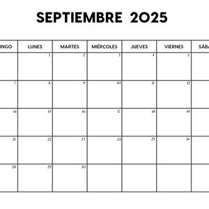 Calendario Septiembre 2025 | September Calendar Printable | Sunday ...