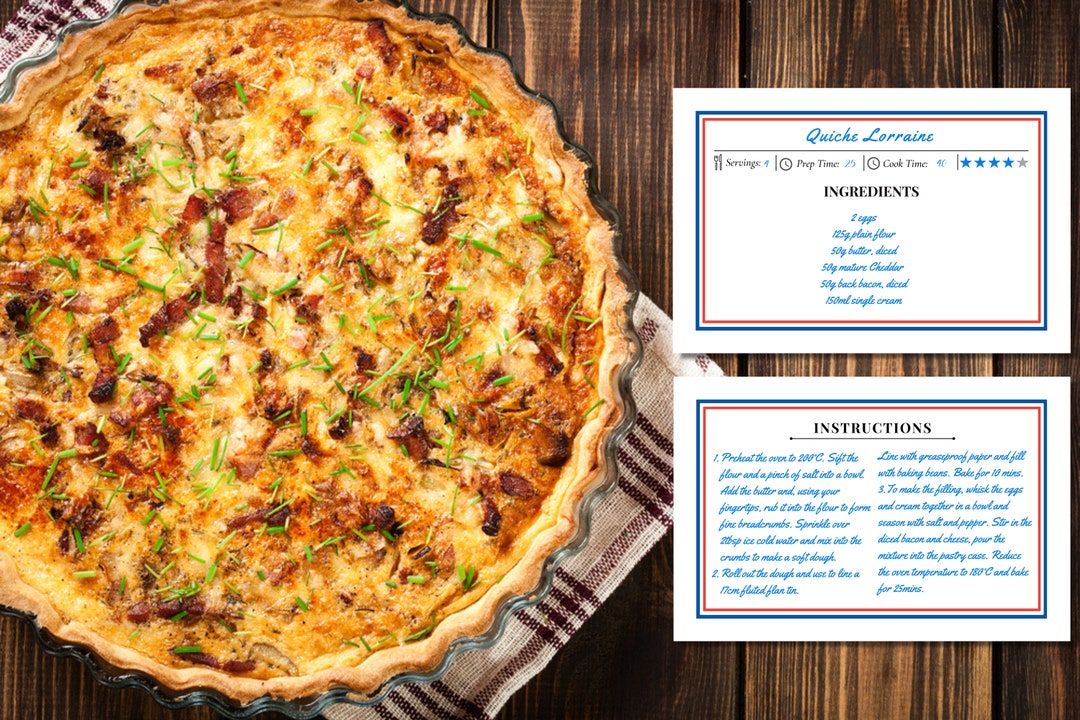 France Recipe Card Template, Minimalist Recipe Printable, DIY Recipe ...